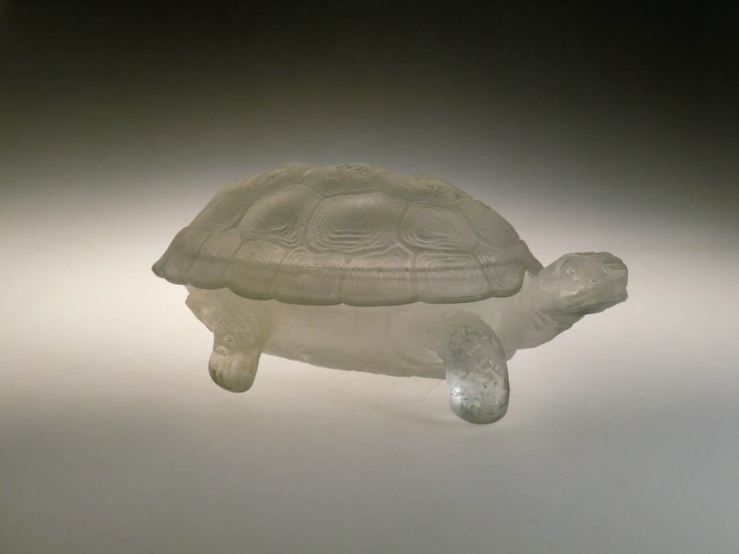Bohemian Czech Art Deco Ingrid Collection Glass Turtle Jewelry Box Dose ...