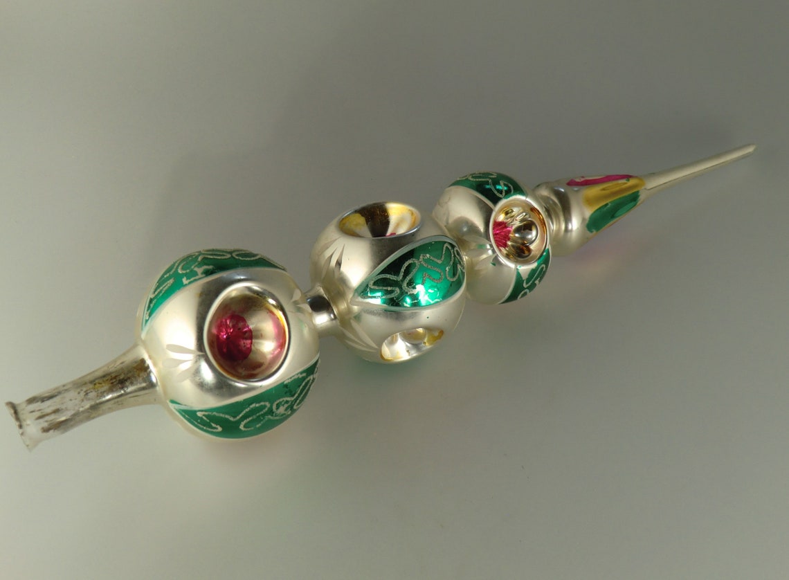 Vintage Bohemian Czech Glass Top Topper Christmas Tree With - Etsy