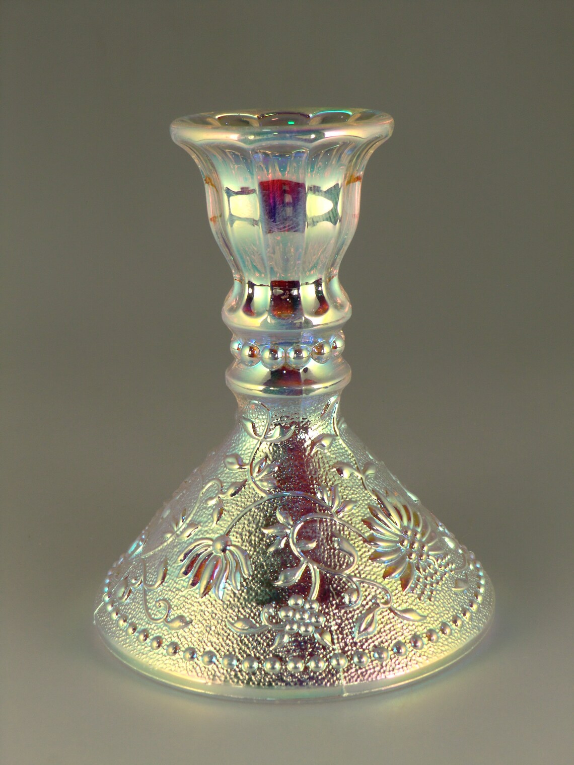 Bohemian Czech Iris Iridescent Glass Candlestick Candleholder by Pavel ...
