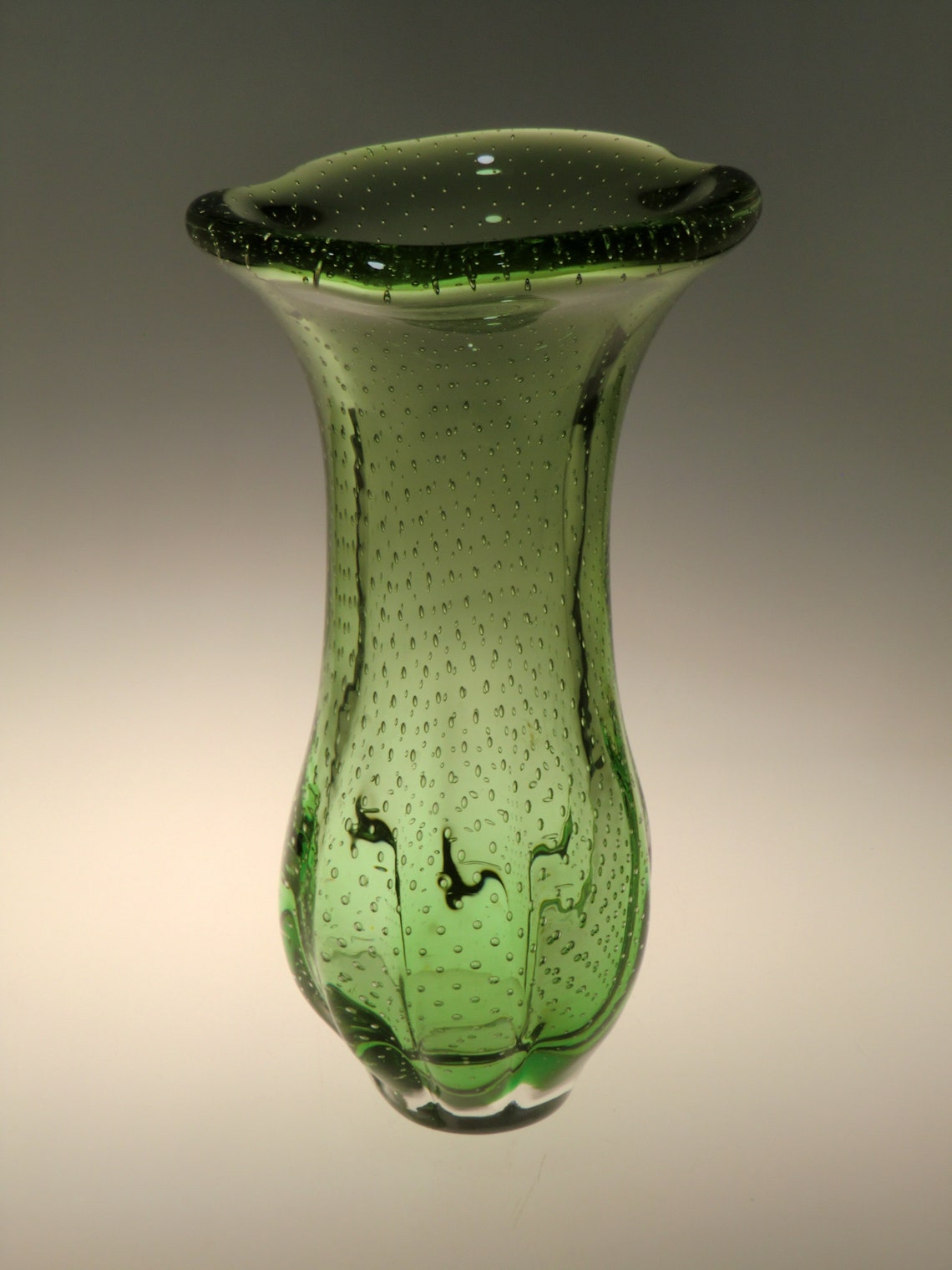 Bohemian Czech Moser Karlovarske Sklo Art Glass Green Vase by | Etsy