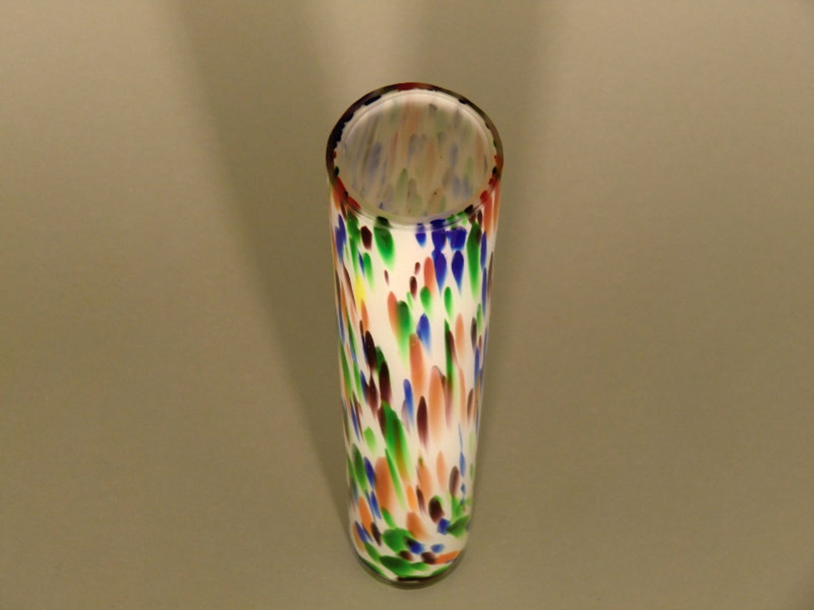 Czech Bohemian Art Glass Splatter Vase - Etsy