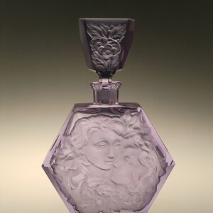 Bohemian Czech Art Deco Alexandrite Glass Perfume Bottle Flacon With ...