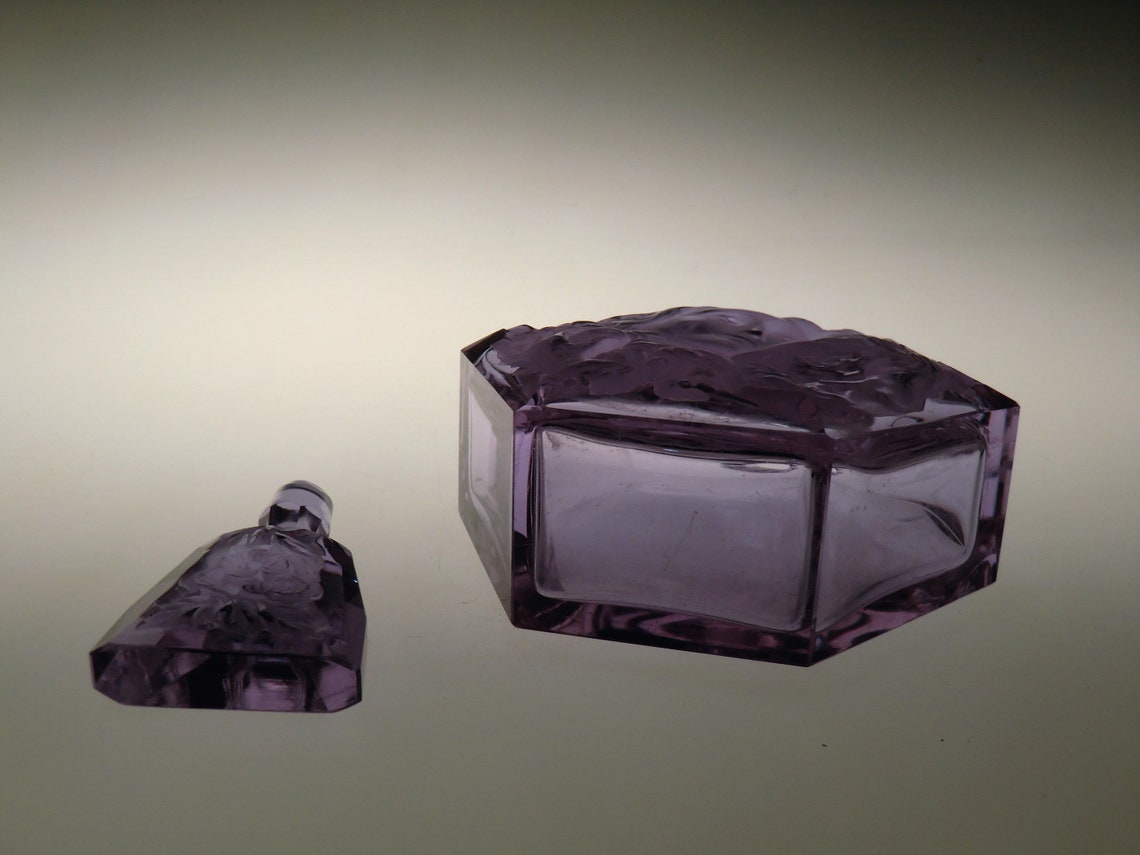 Bohemian Czech Art Deco Alexandrite Glass Perfume Bottle | Etsy