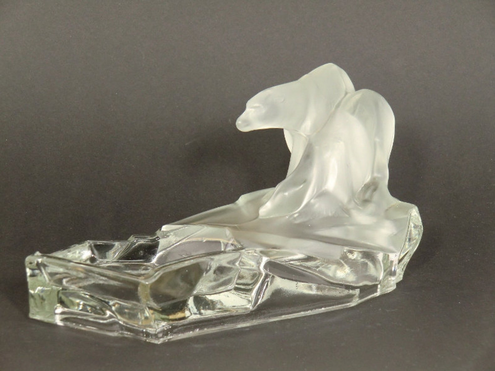 Czech Bohemian Libochovice Art Deco Glass Ashtray With Polar Bears by ...