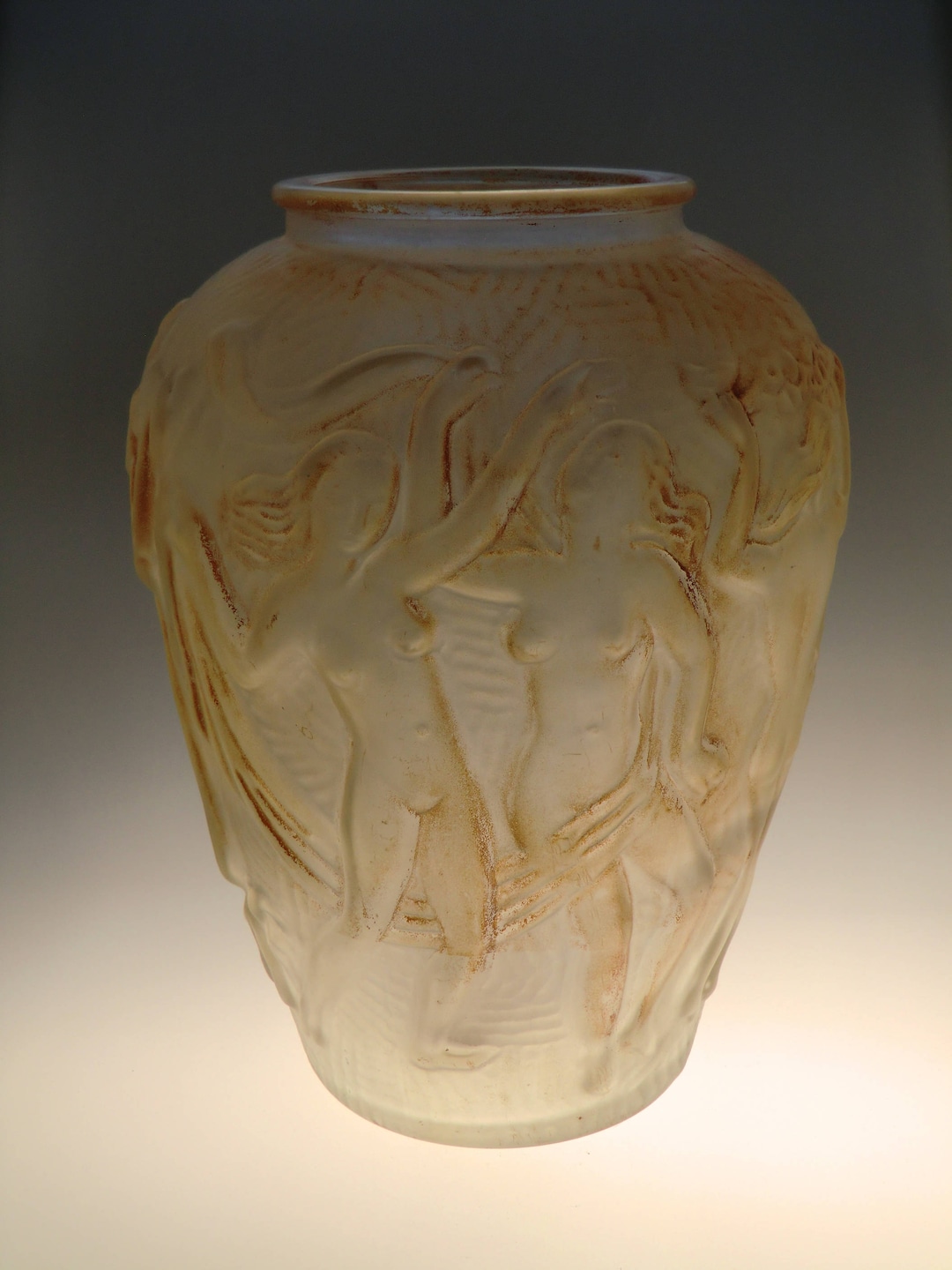 Bohemian Czech Libochovice Art Deco Glass Vase Nude Dancing Girls ...