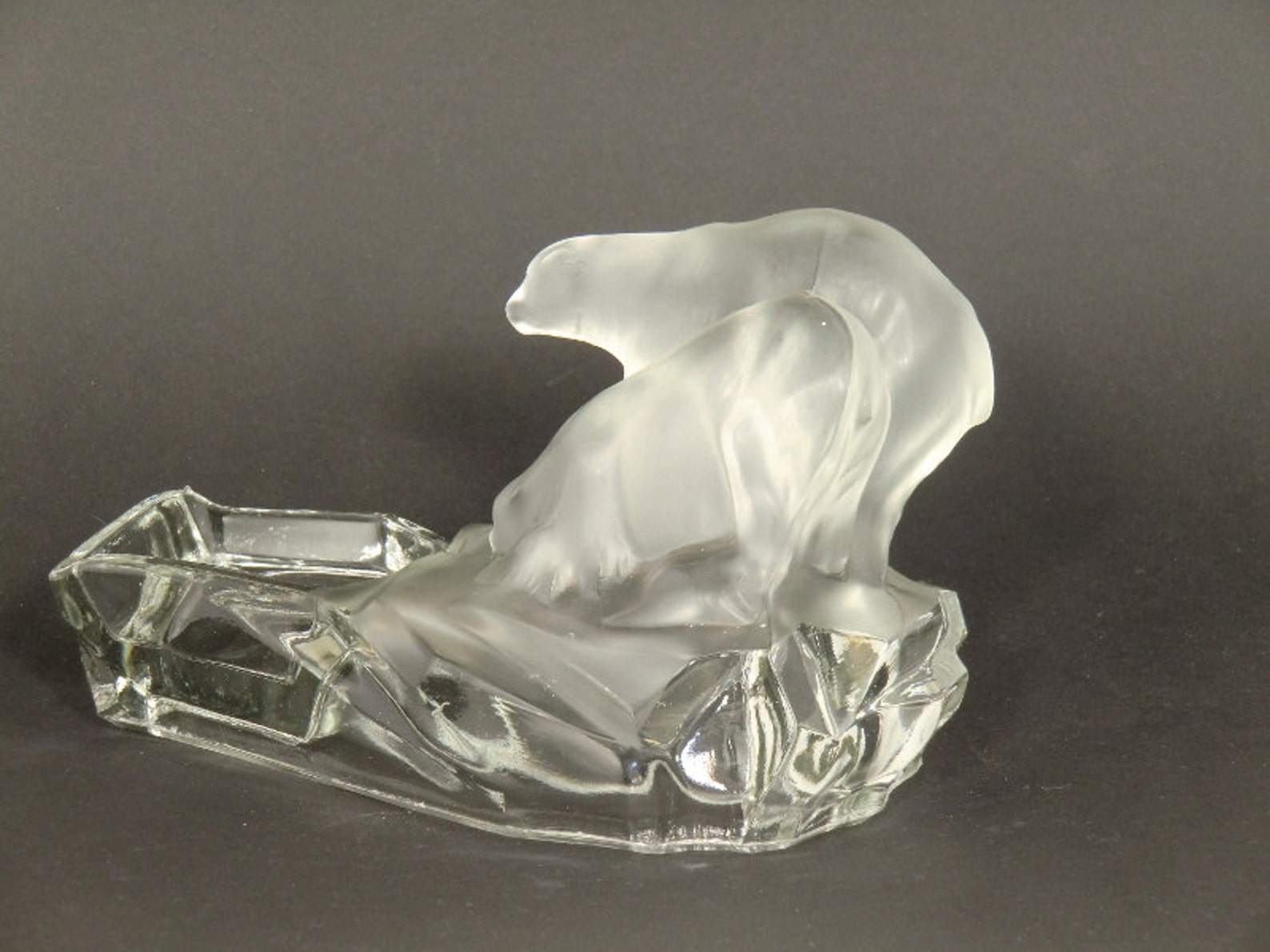 Czech Bohemian Libochovice Art Deco Glass Ashtray With Polar Bears by ...