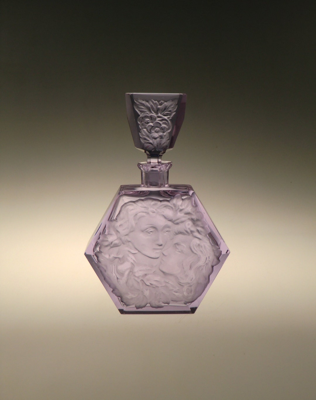 Bohemian Czech Art Deco Alexandrite Glass Perfume Bottle Flacon With ...