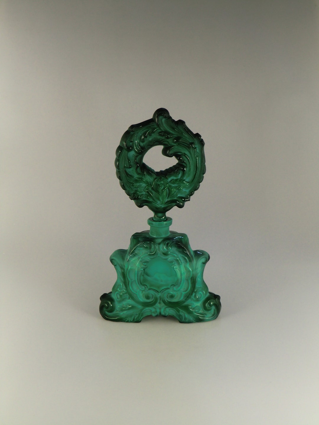 Bohemian Czech Frantisek Halama Art Deco Malachite Jade Glass Perfume ...