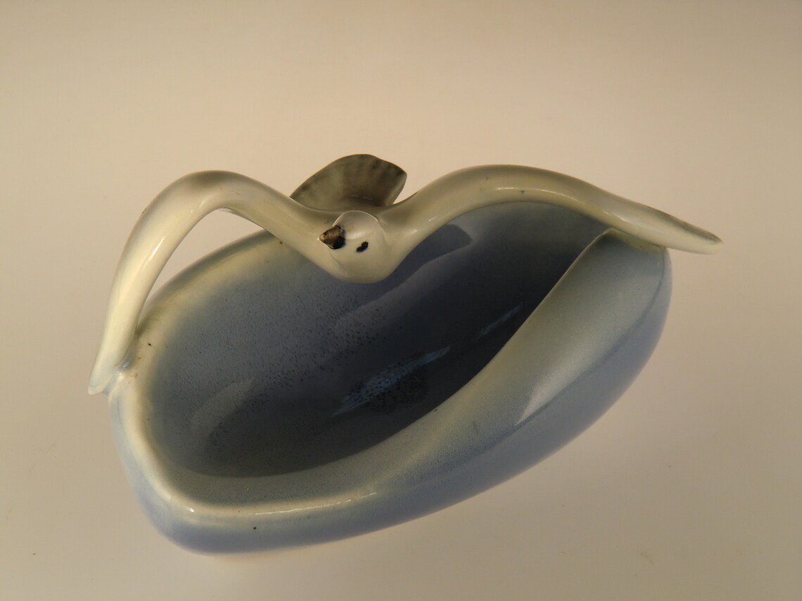 Bohemian Czech Art Deco Ditmar Urbach Pottery Bowl Dish With Seagull ...
