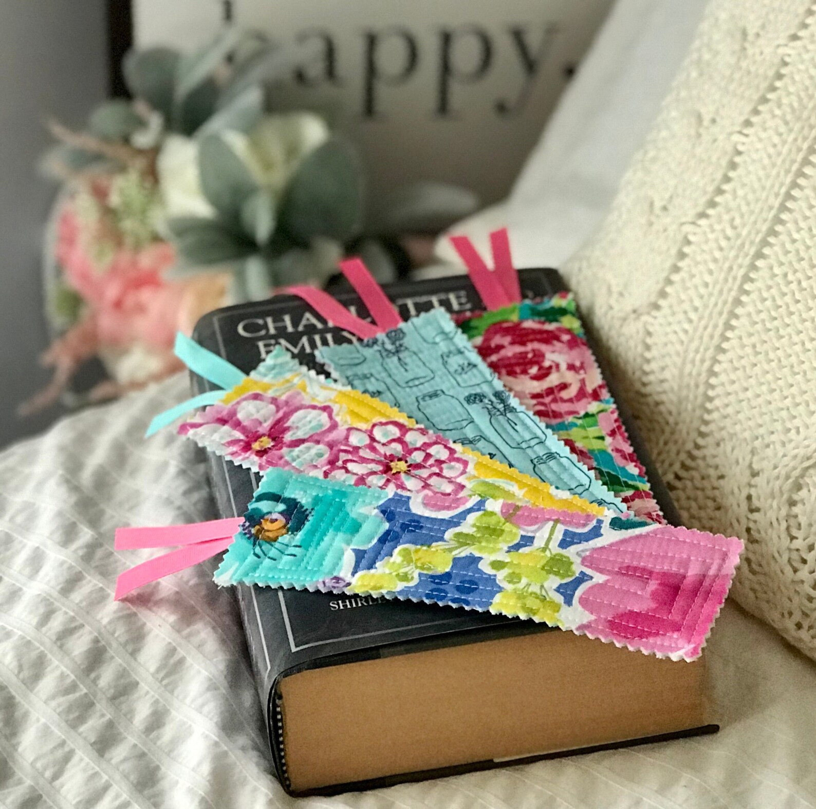 Colorful Quilted Bookmarks Set of 4- Birthday Gift for Book Lover ...