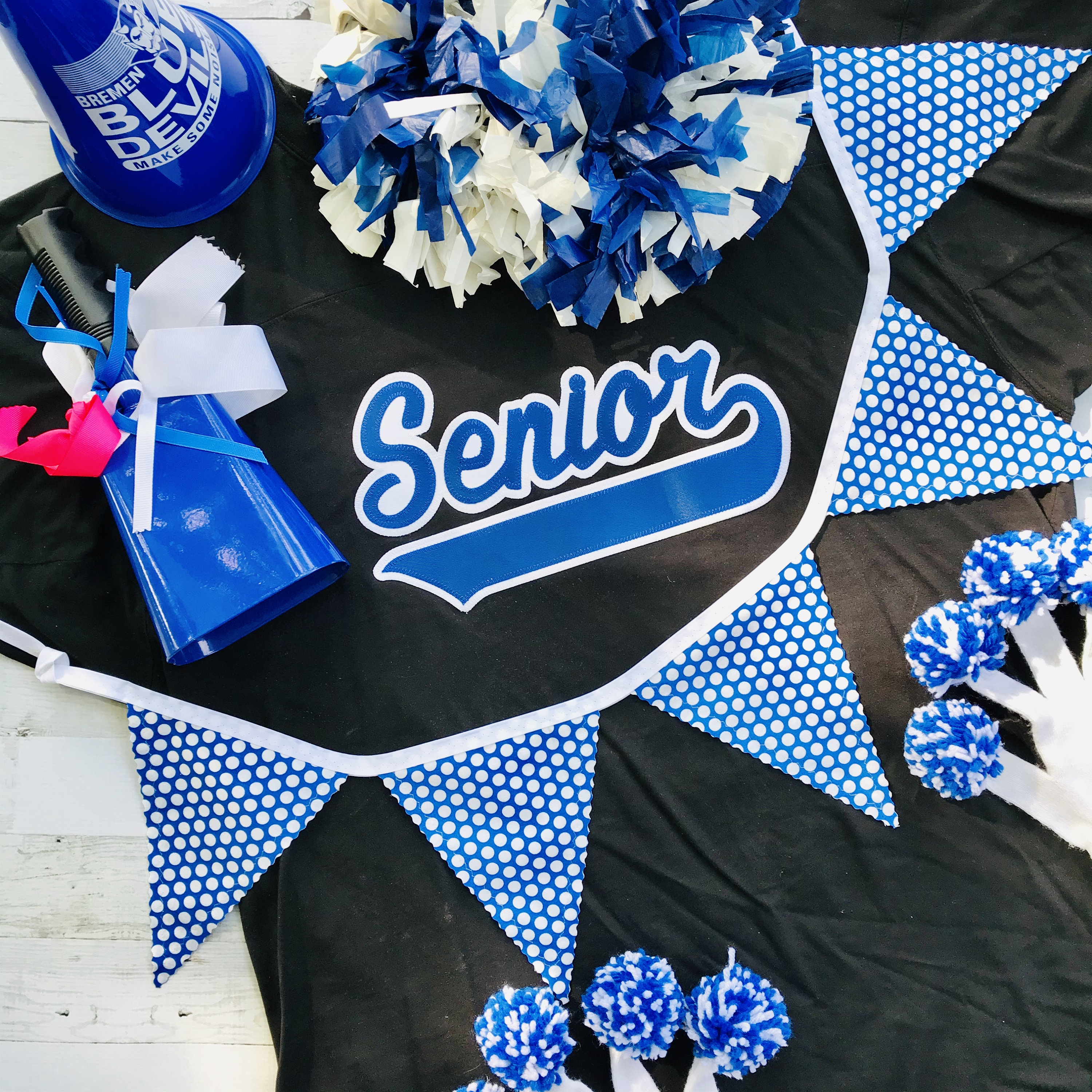 Blue and White Polka Dot Fabric Banner School Spirit | Etsy