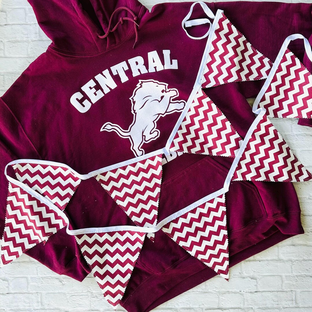Maroon & White Chevron Fabric Banner: College Tailgate Decor - Etsy
