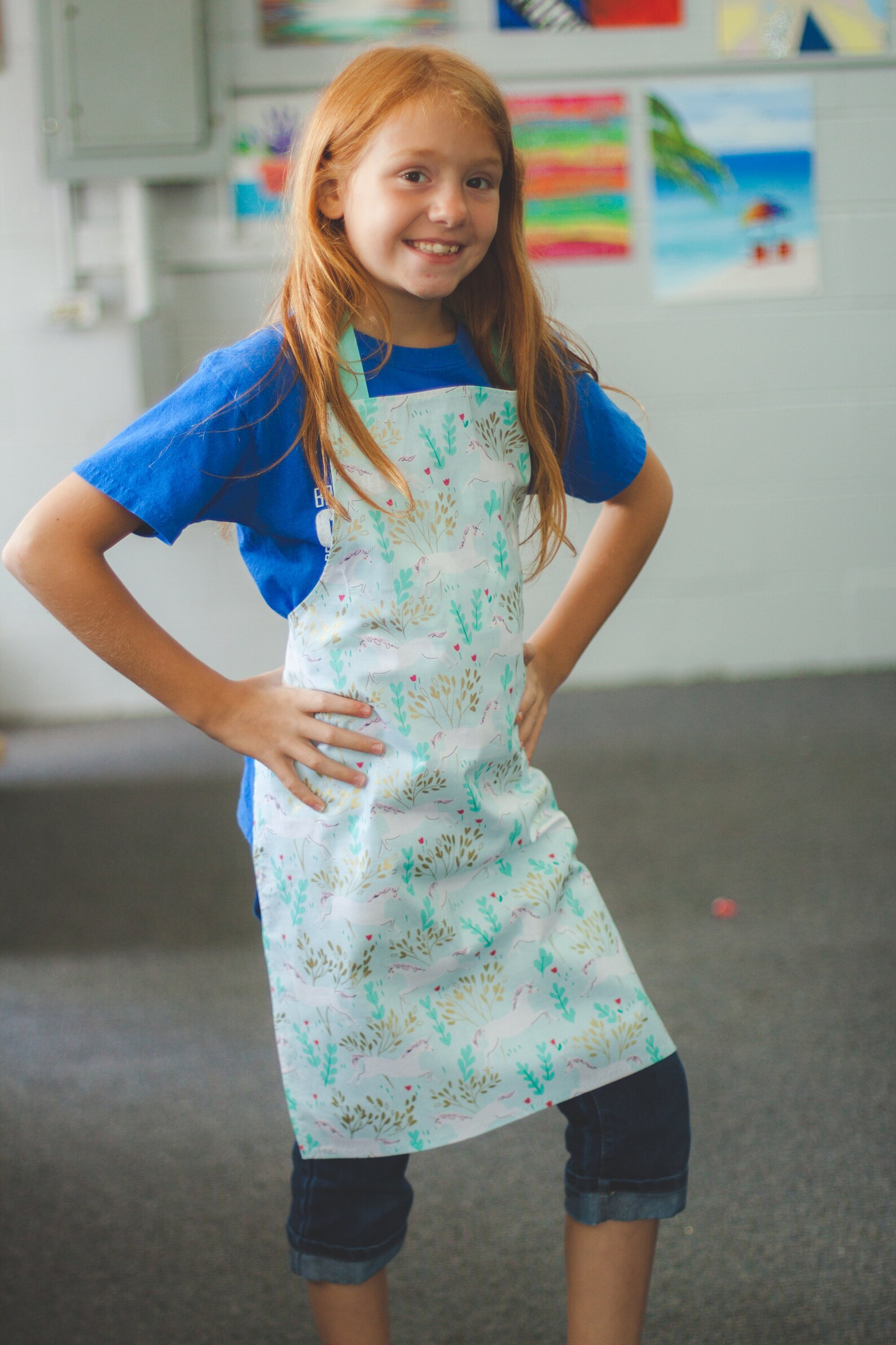 Aqua Unicorn Art or Kitchen Apron for Tween Teen Girl | Etsy