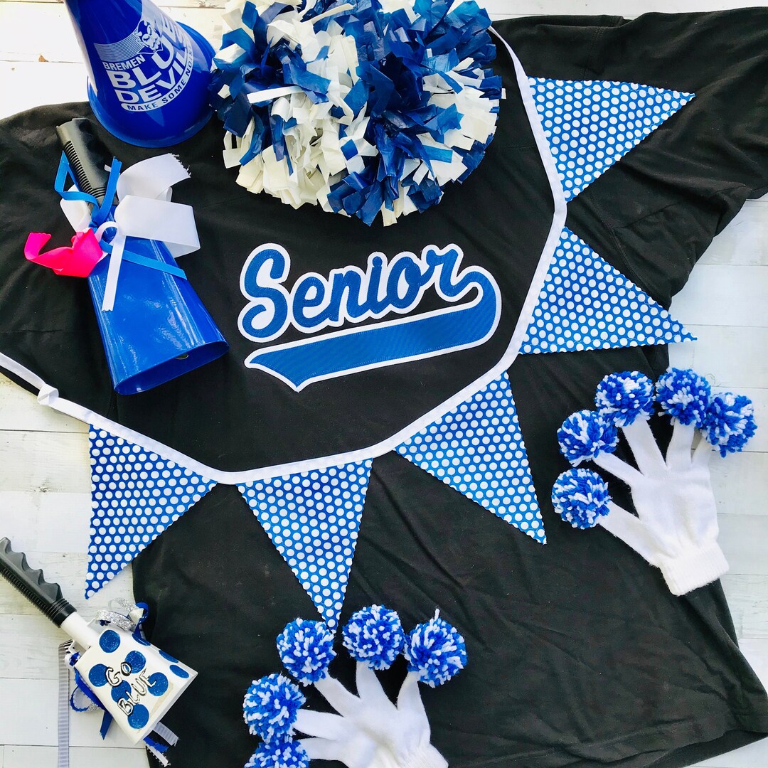 Blue and White Polka Dot Fabric Banner - School Spirit Classroom Decor ...