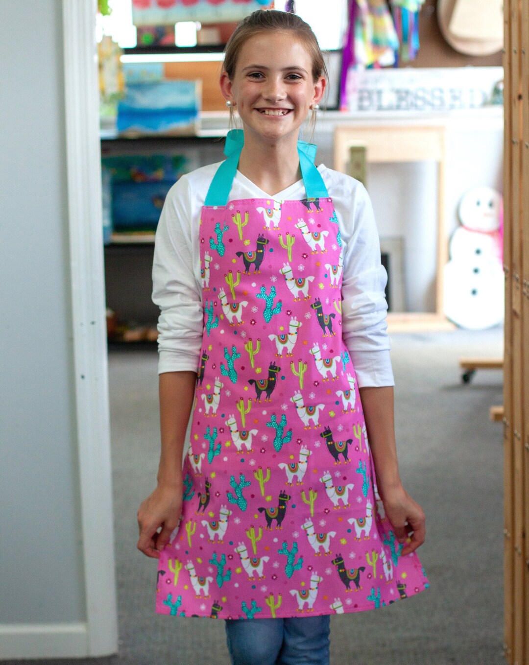 Personalized Llama Apron for Girls – Hot Pink Cotton, Tween Size - Etsy