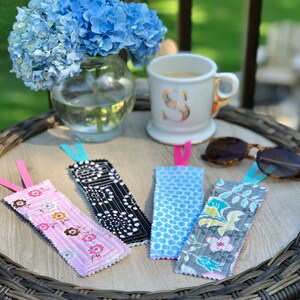Quilted Floral Polka Dot Bookmarks Set of 4- Handmade Gift for Book ...