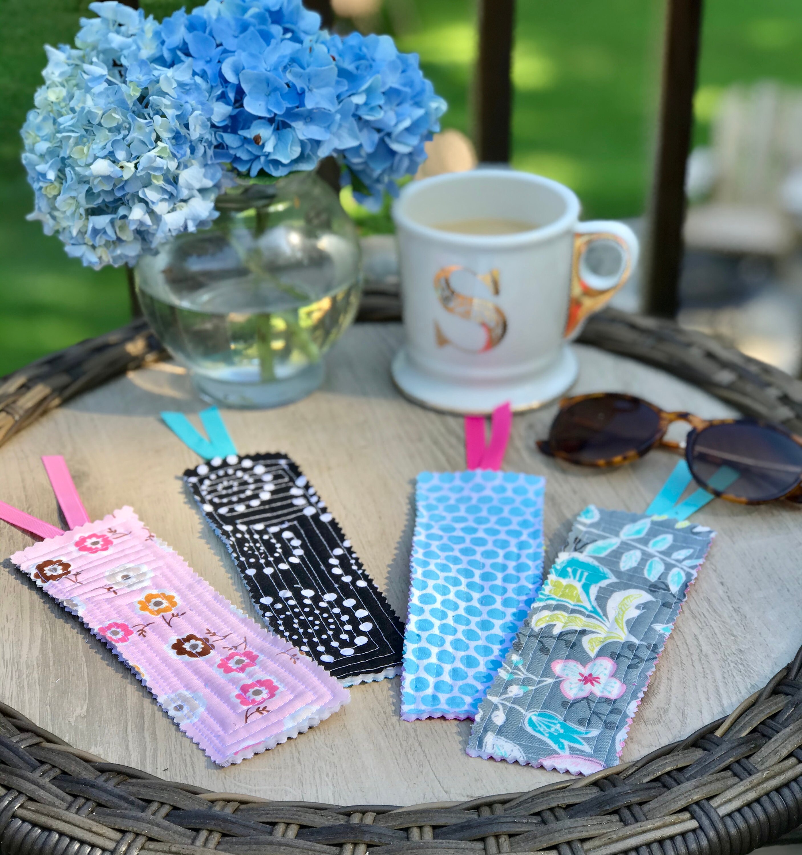 Quilted Floral Polka Dot Bookmarks Set of 4- Handmade Gift for Book ...