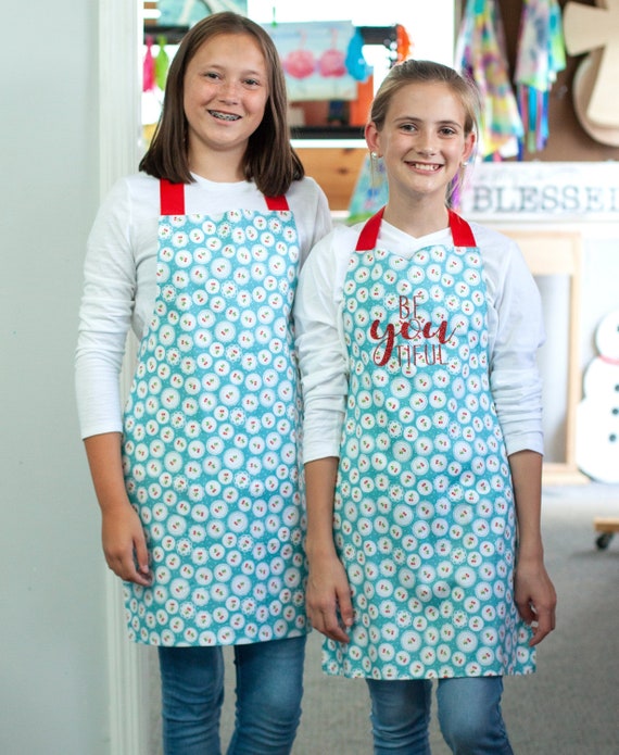 Personalized Red Blue Cherry Print Handmade Apron Gift Art | Etsy