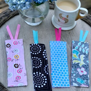 Quilted Floral Polka Dot Bookmarks Set of 4- Handmade Gift for Book ...