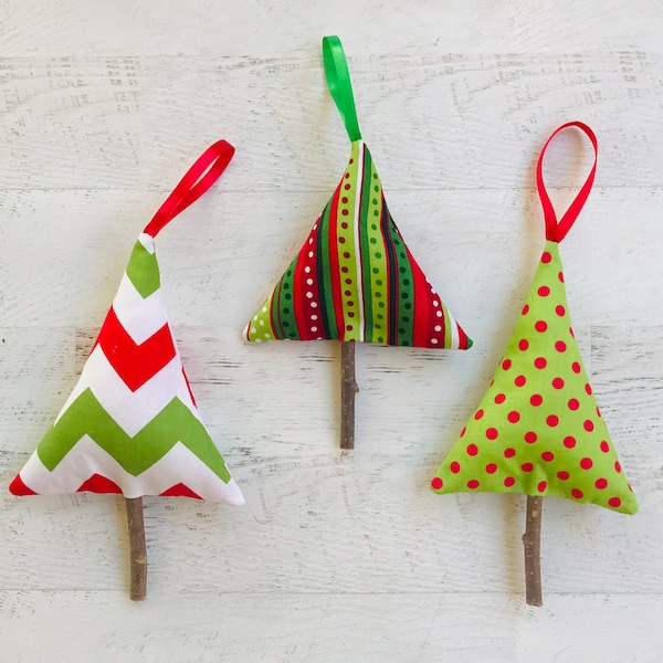 Fabric Christmas Tree Ornaments - Etsy