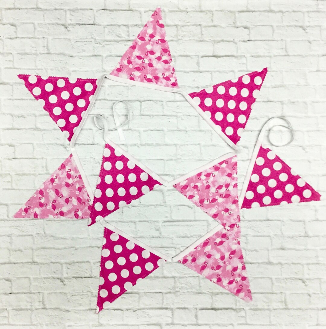 Colorful Flamingo Polka Dot Fabric Banner for Party Baby Shower or ...