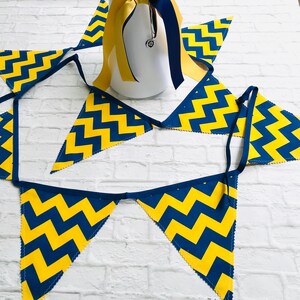 Blue and Yellow Gold Fabric Flag Banner Gift - Handmade Chevron Bunting ...