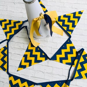 Blue and Yellow Gold Fabric Flag Banner Gift - Handmade Chevron Bunting ...