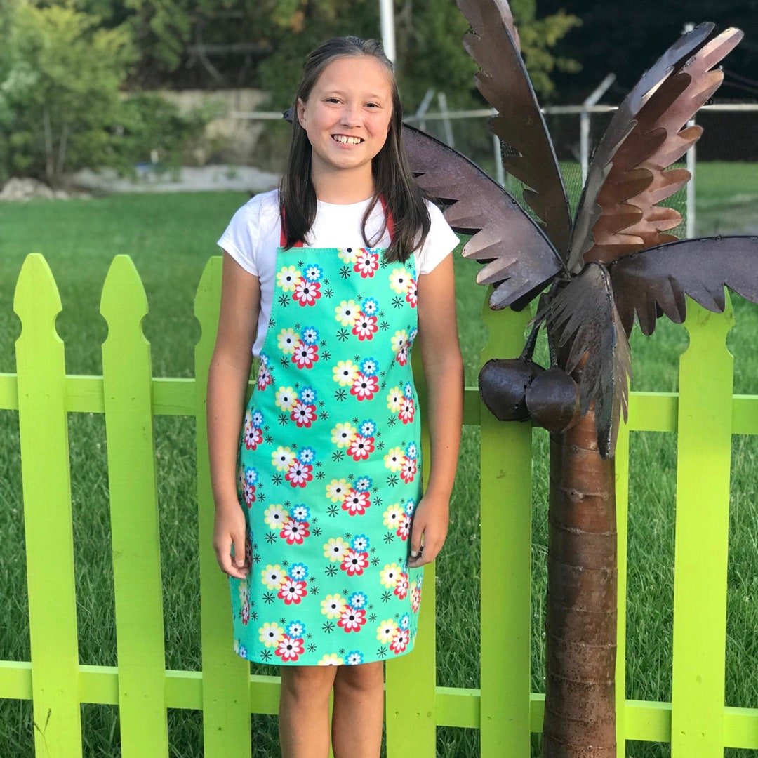 Colorful Floral Kitchen Apron for Girls, Personalized Christmas Present ...