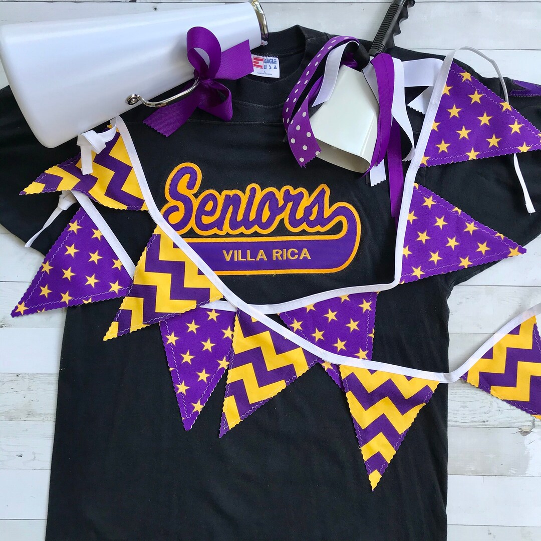 Purple and Gold Fabric Banner - School Spirit Classroom Decor ...