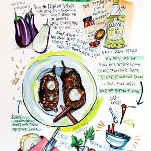 Custom Recipe Painting, Watercolor, Kitchen Art, Made to Order Original ...
