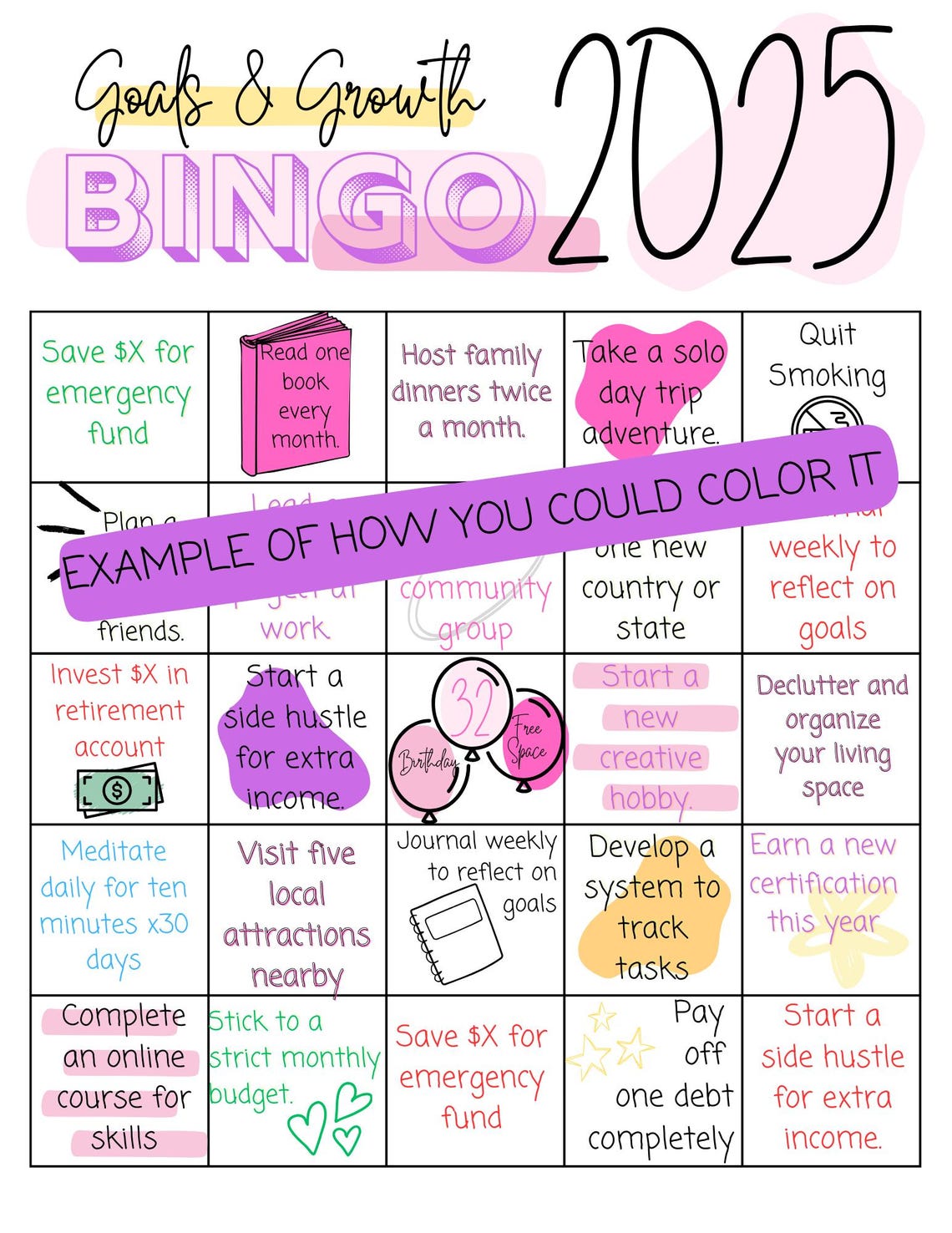2025 Vision Bingo Card Instant Print Template - Etsy