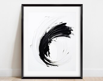 Abstract Swirl Art Print Black and White Intricate Design Optical Flow ...