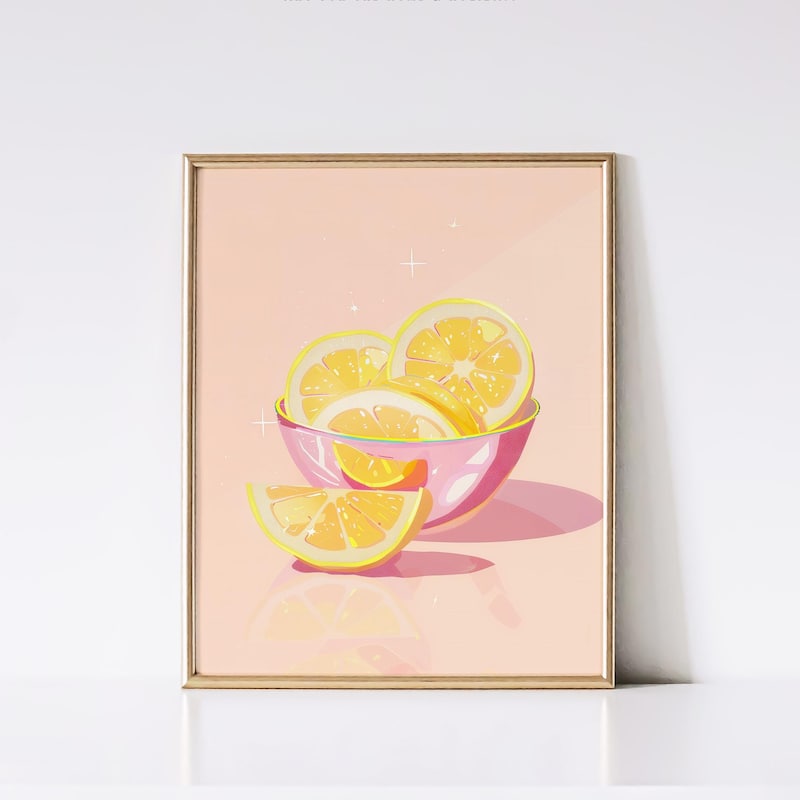 Pink Lemon Bowl Art Print - Etsy
