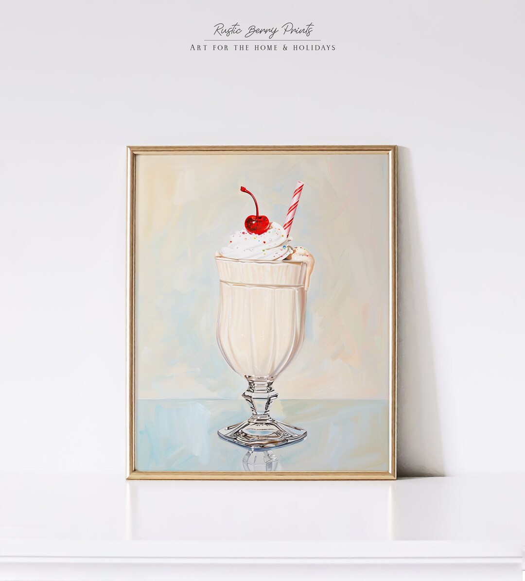 Retro Milkshake Print | Wall Art | Retro Vanilla Milkshake Art Poster ...