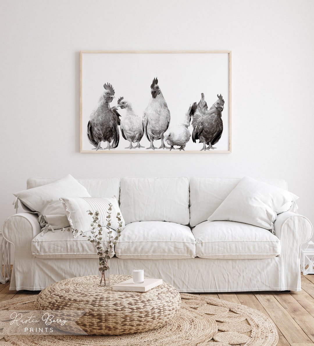 Vintage Row of Chickens Wall Art Print | Farmhouse Decor | Instant ...