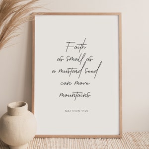 Matthew 17:20 Bible Quote Wall Art, "faith as Small as a Mustard Seed ...