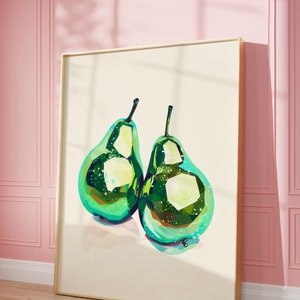 Green Pears Art Print | Wall Art Poster | Fruit | Preppy | Trendy ...