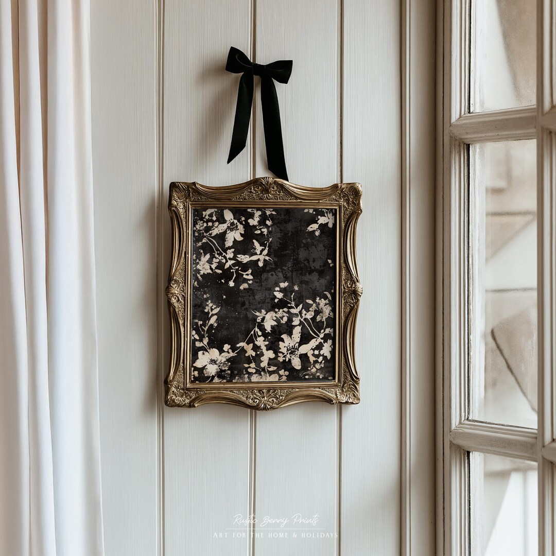 Botanical Floral Textile Pattern Wall Art Vintage Print Living Room