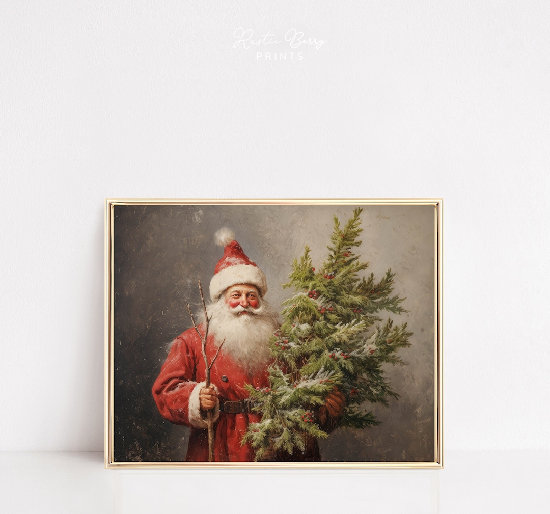 Santa Claus Art Print Vintage Santa Winter Wall Art Christmas Holiday ...
