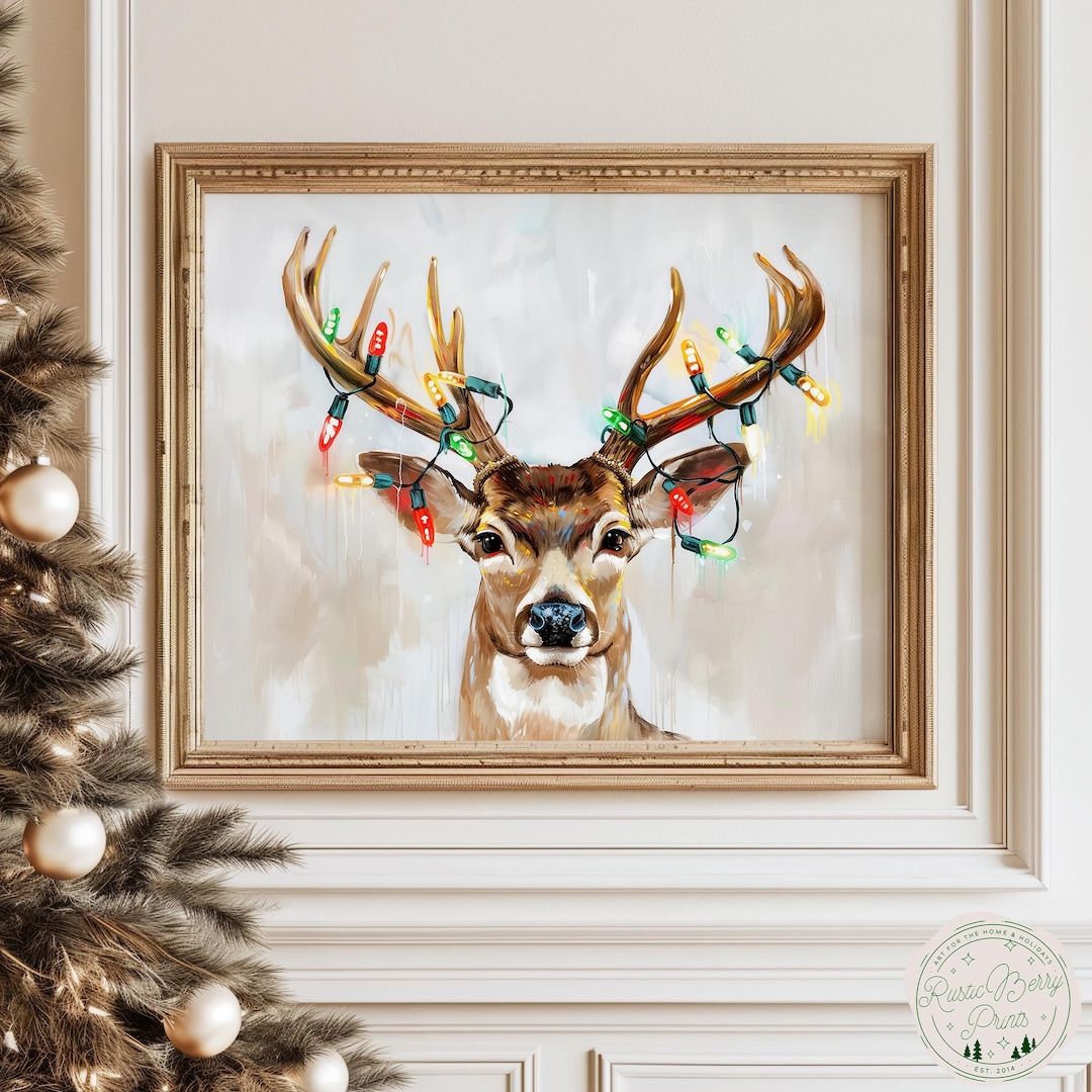 Christmas Reindeer Art Print | Wall Art | Holiday Poster | Trendy ...