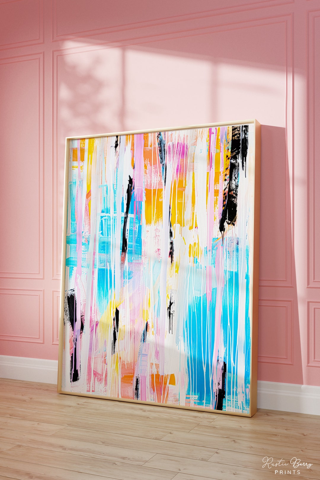 Vibrant Abstract Wall Art Abstract Painting Modern Art Print Blue Pink ...