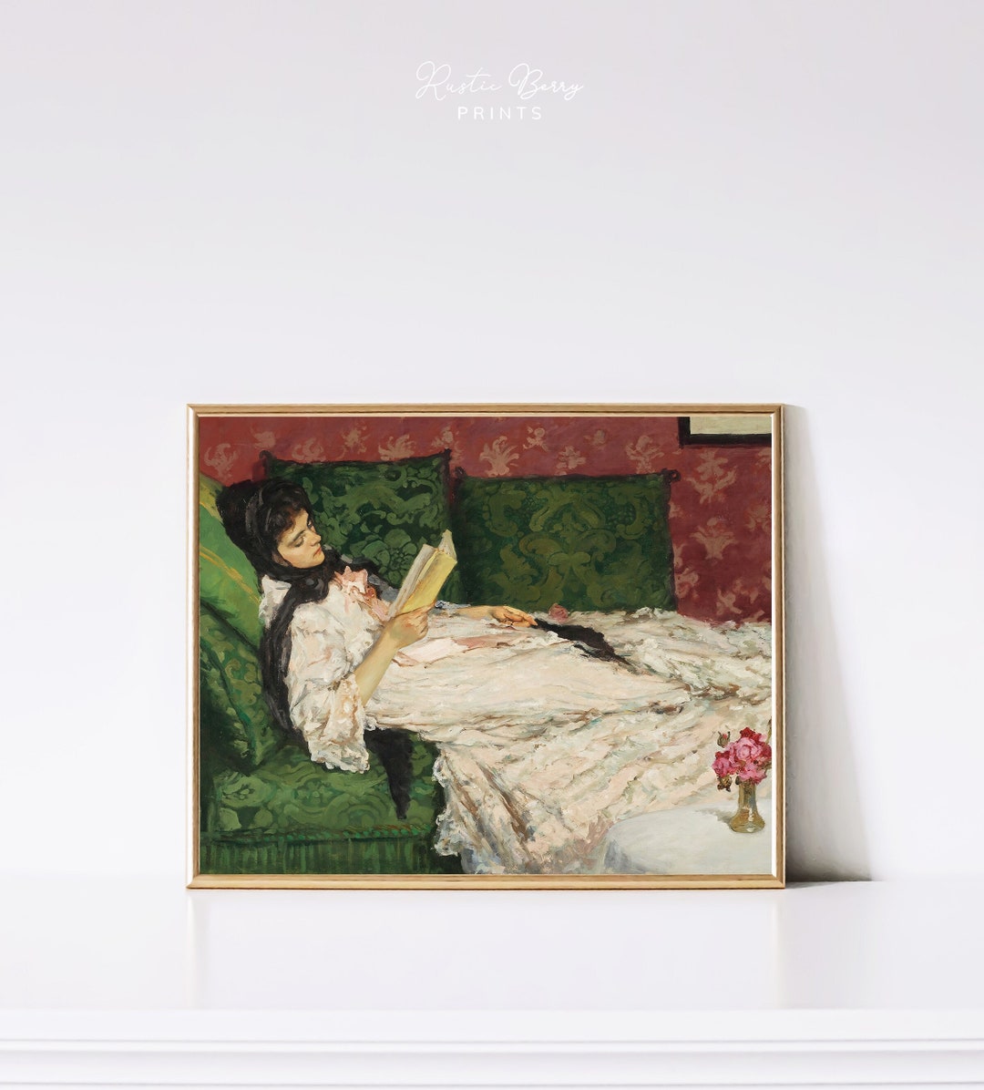 Vintage Woman Reading Book Art Print | Vintage Painting | Wall Art ...