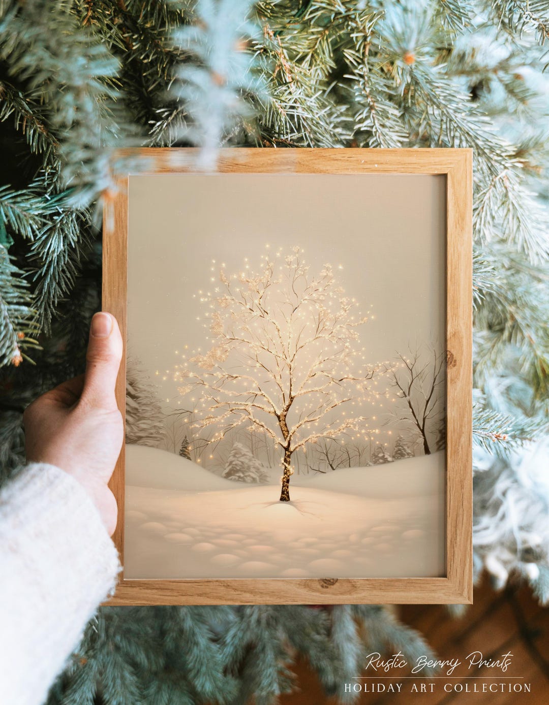 Winter Tree Art Print Wall Art Holiday Poster Vintage Print Christmas ...