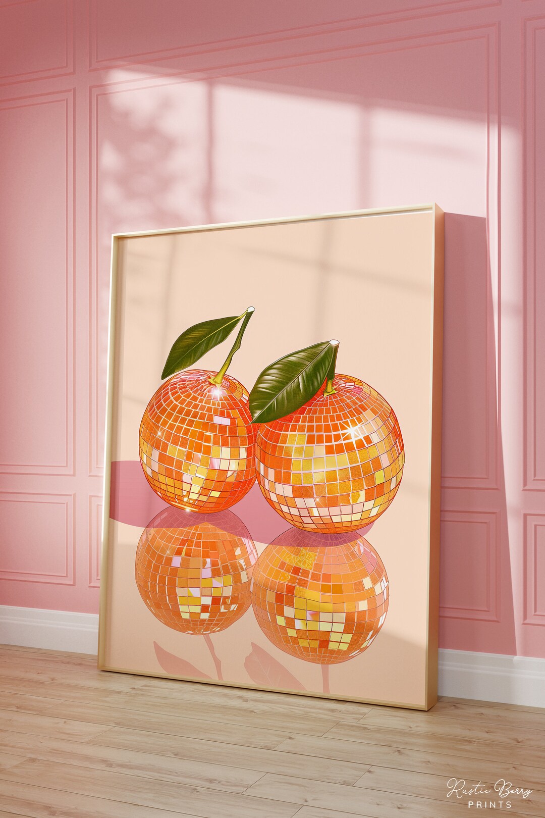Disco Oranges Art Print | Wall Art Poster | Glam Disco Ball Oranges ...