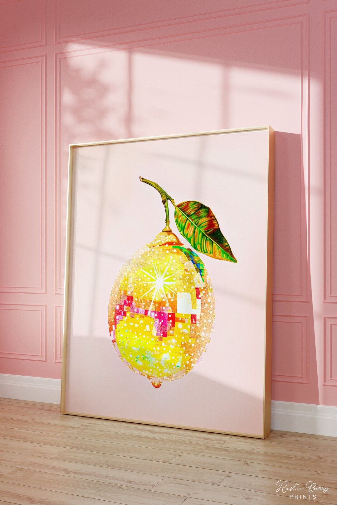 Disco Lemon Art Print | Wall Art Poster | Glam Disco Ball Lemon ...