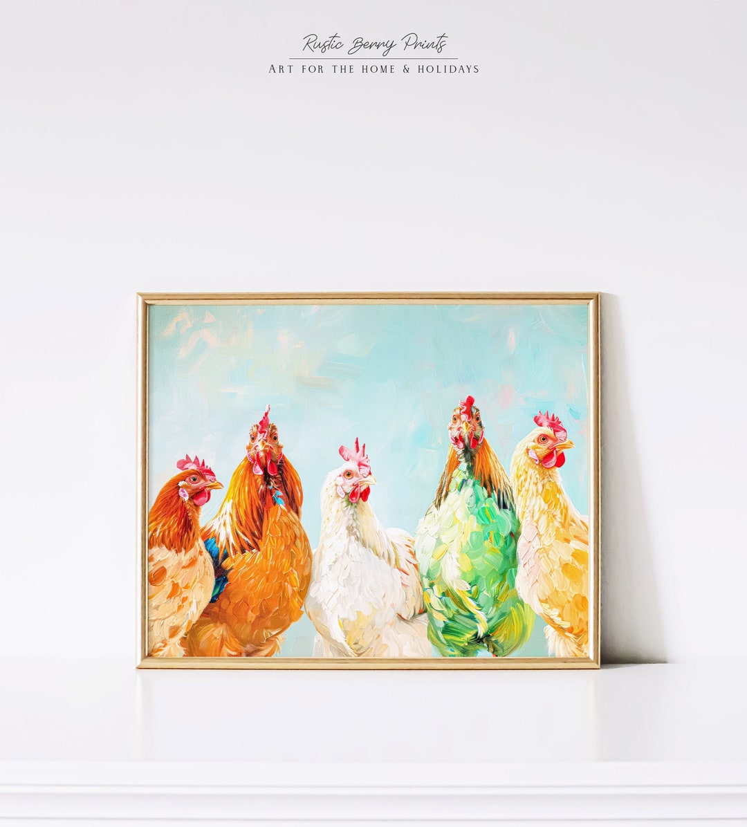 Row of Chickens Wall Art Home Decor Funny Chickens Art Farmhouse Decor ...