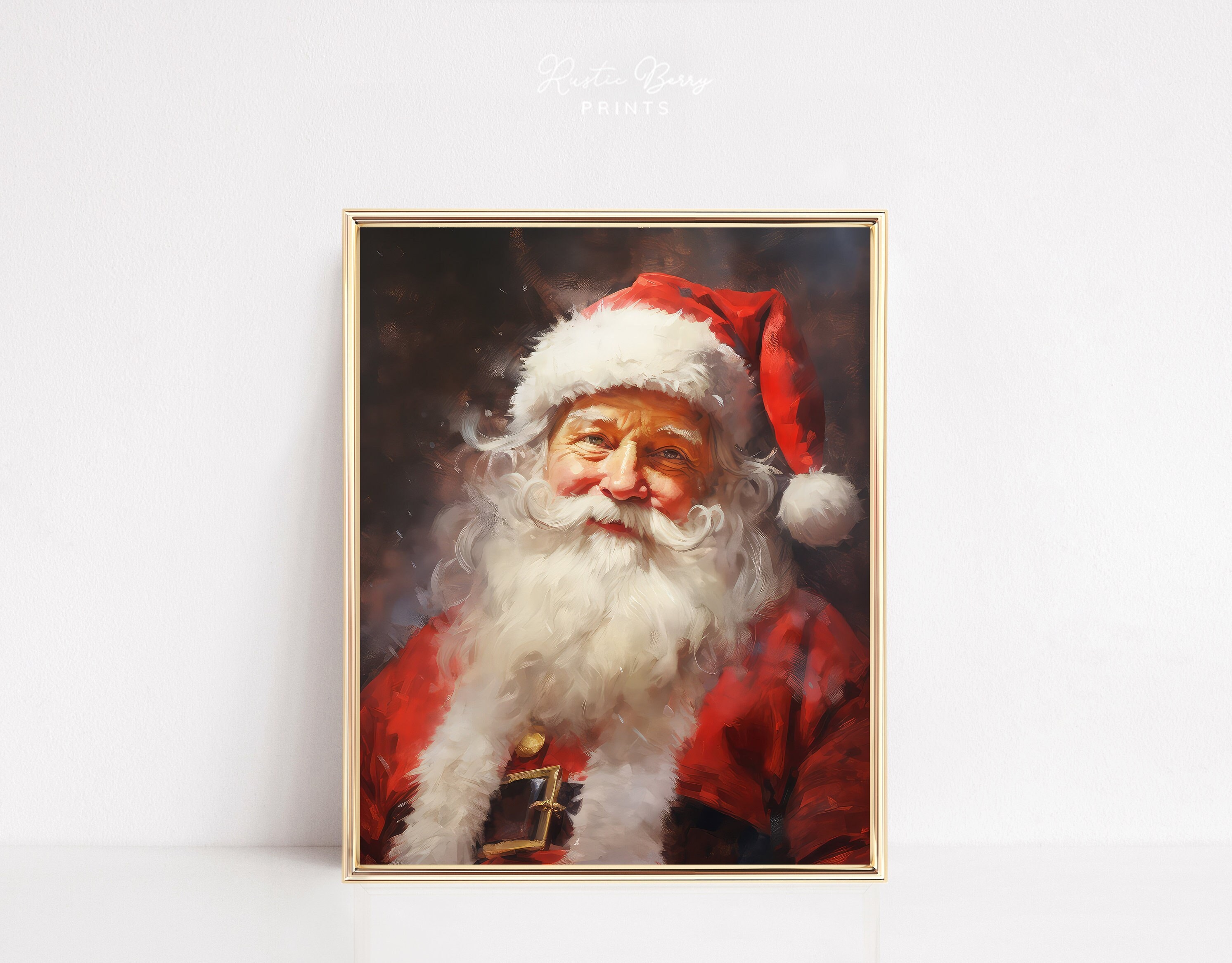 Santa Claus Art Print Vintage Santa Wall Art Christmas Holiday Decor ...
