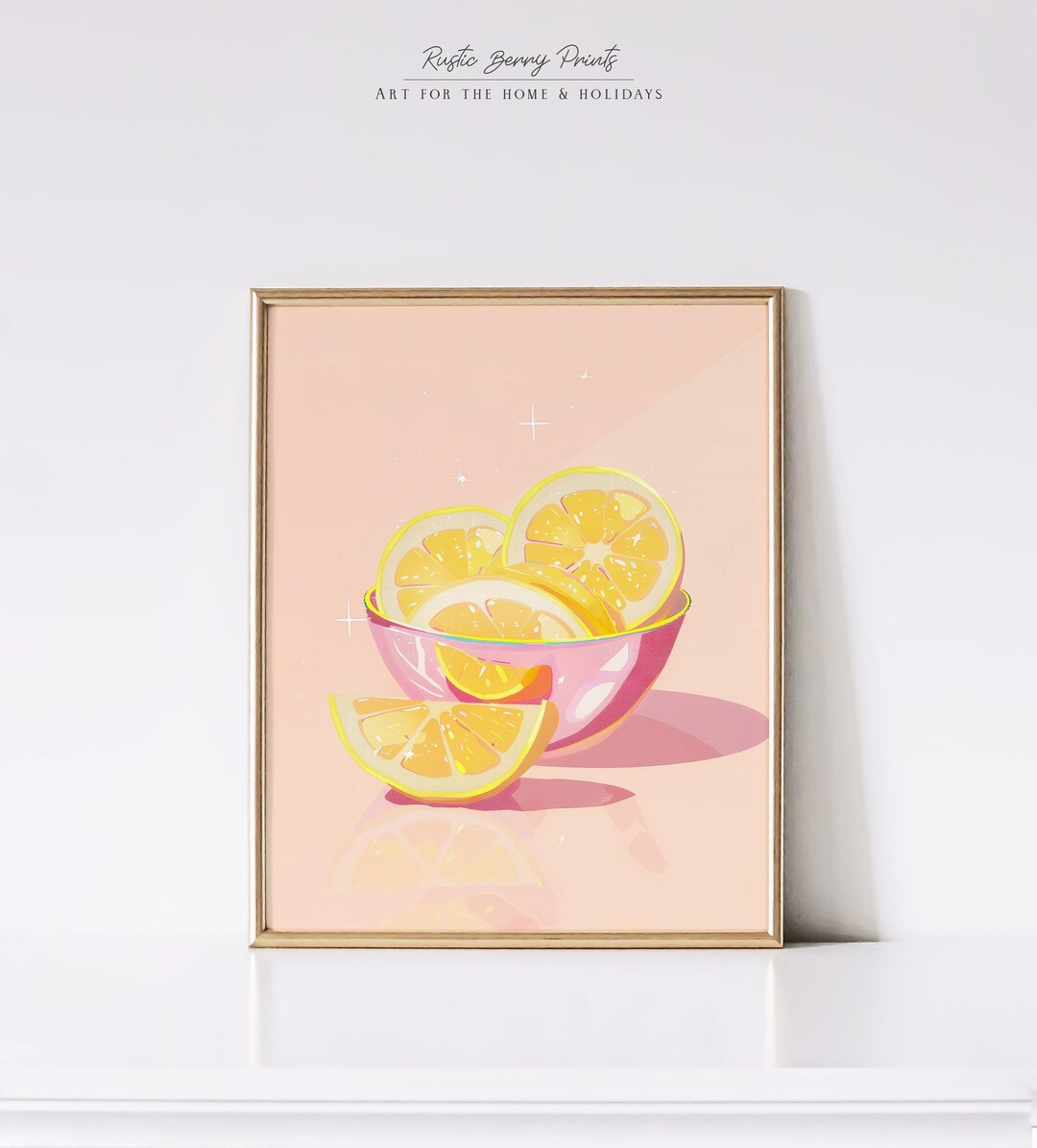 Pink Bowl of Lemons Art Print | Wall Art Poster | Glam | Preppy ...