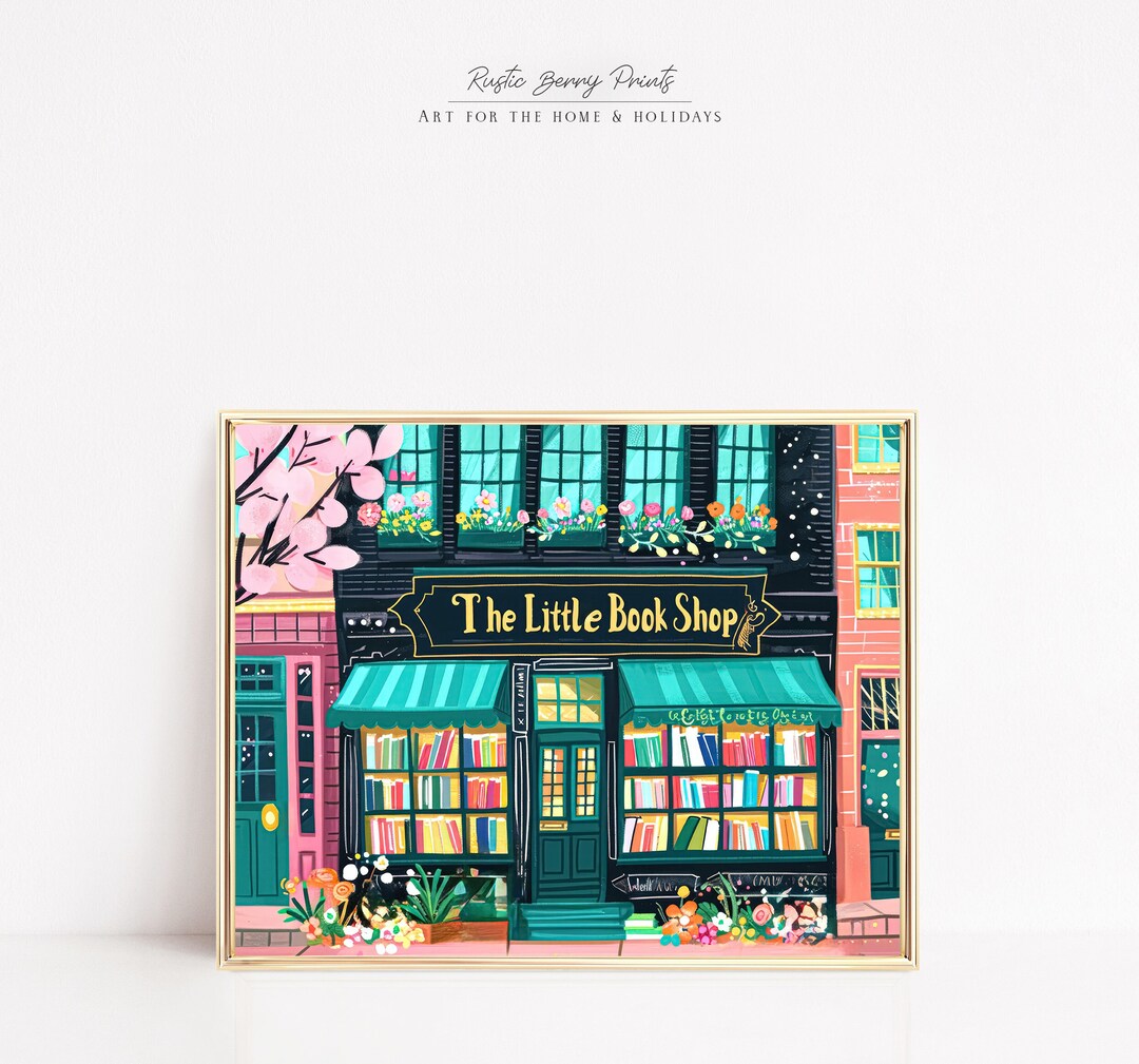 Bookshop Illustration Art Print | Wall Art | the Little Book Shop ...