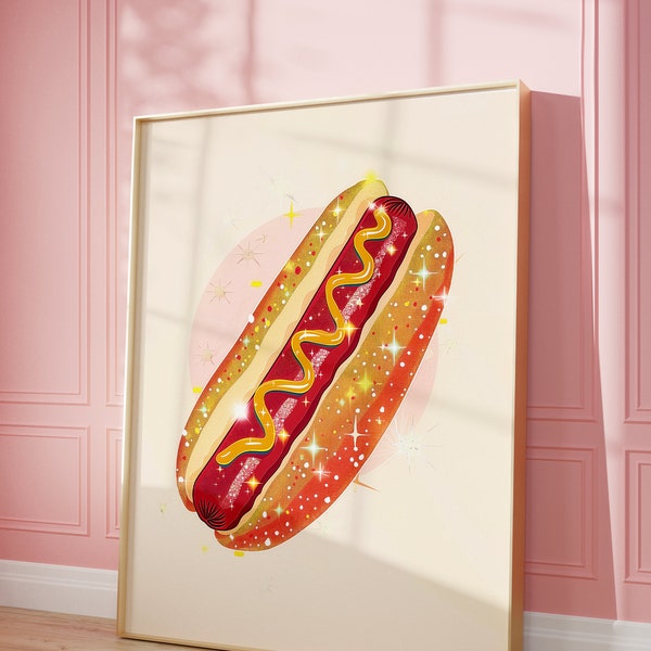 Hot Dog Pink Poster - Etsy